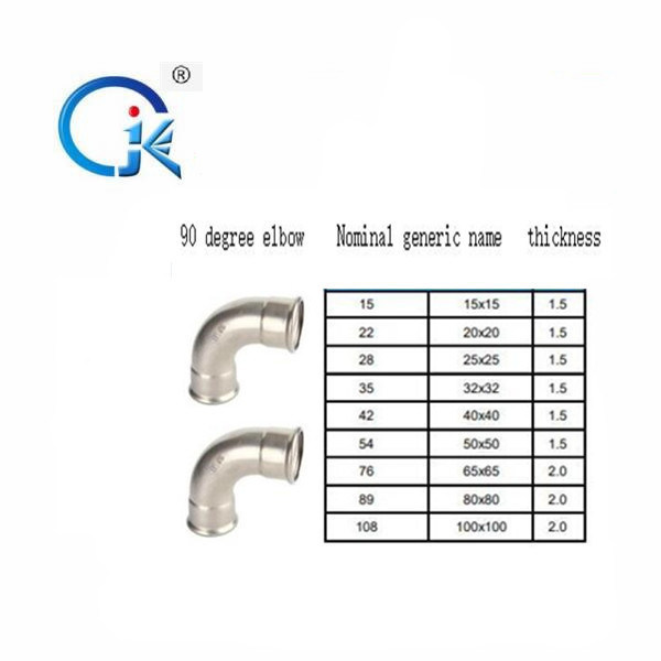 Compression Push Fit Stainless Steel Pipe Fittings 1.6MPa V Profile ...